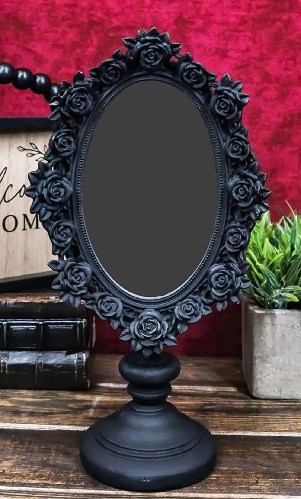 Alcott Hill® Victorian Black Gothic Roses Floral Decorative Vanity ...