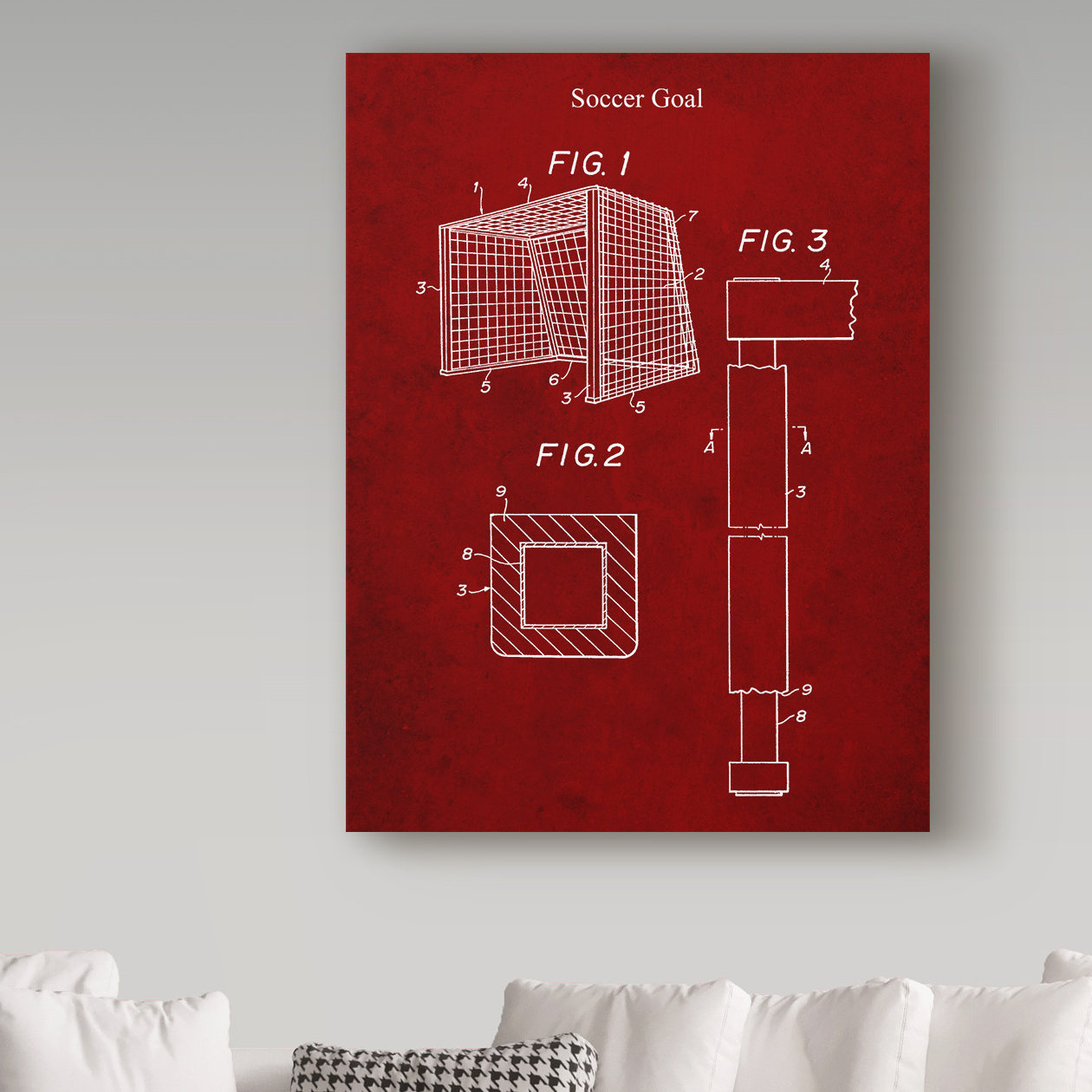 17 Stories Manilo 'Soccer Net' Drawing Print on Wrapped Canvas | Wayfair