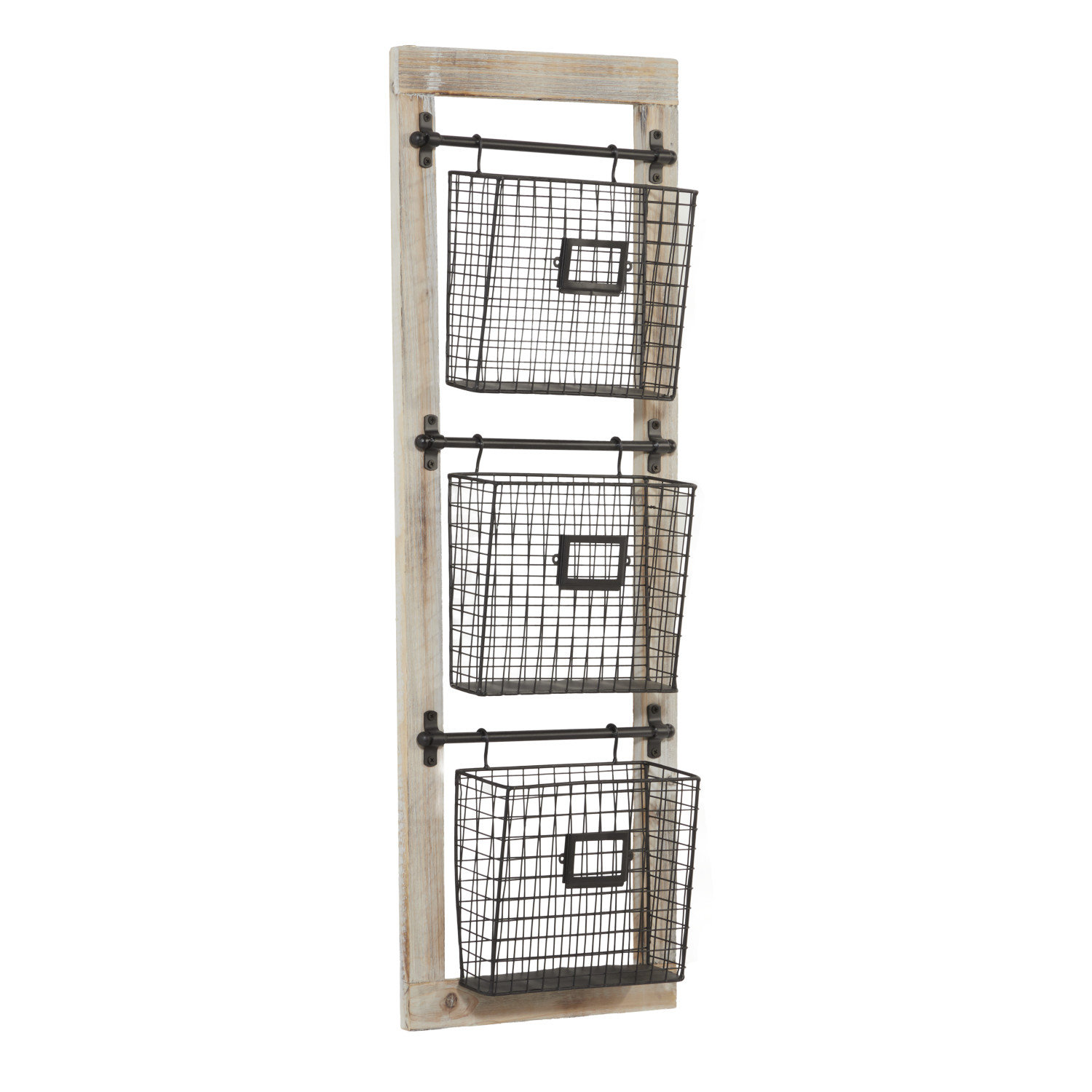 Gracie Oaks Haubert 36" H x 14" W x 4" D Industrial 3-Tier Basket Wall ...