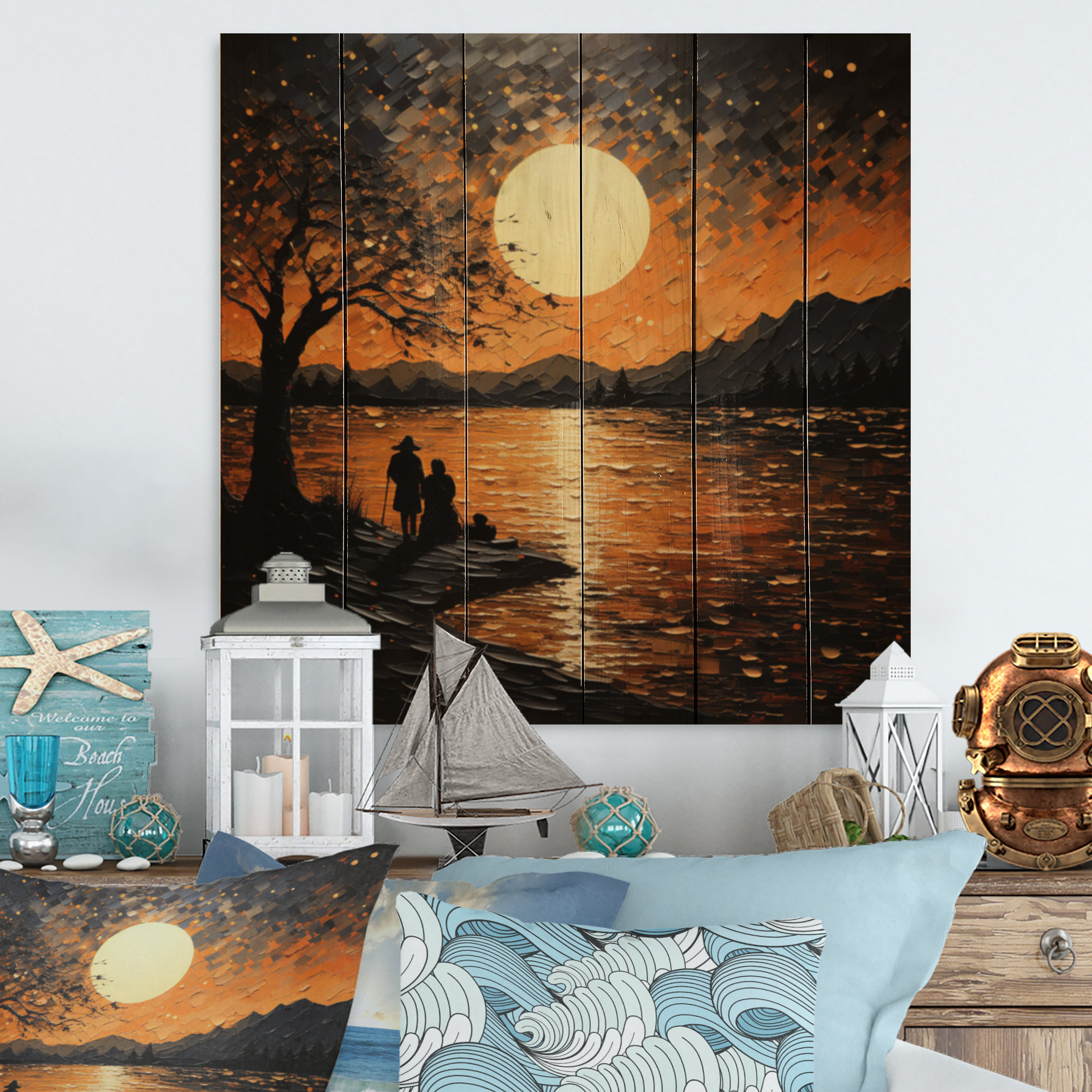 Red Barrel Studio® Jamirion Beach Silhouettes Sunset VI On Wood Print ...