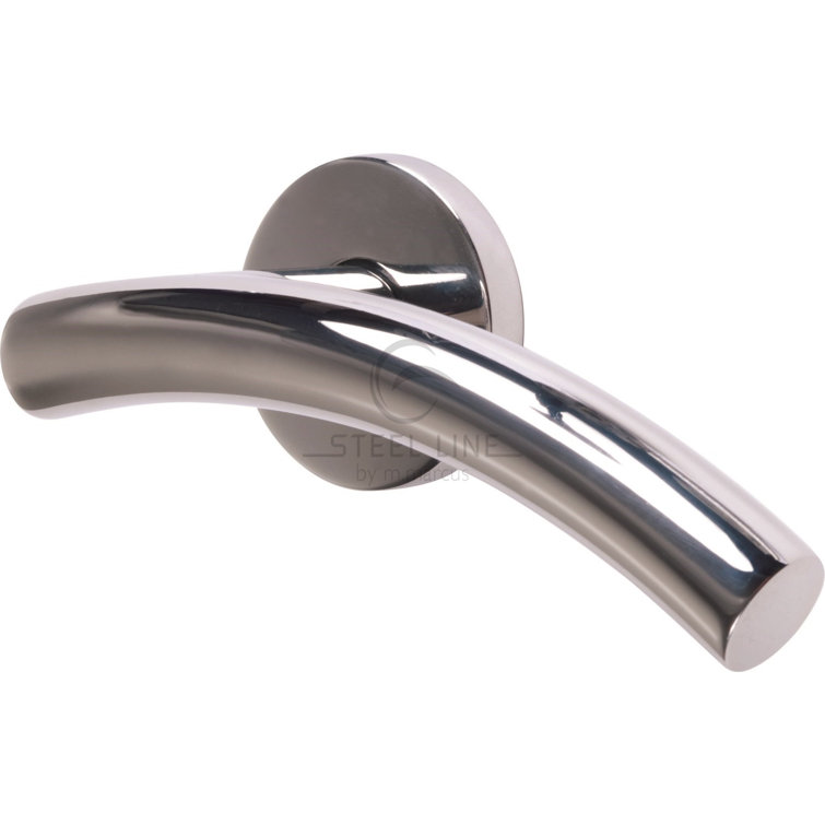 Heritage Brass Steel Line Door Handle Lever Latch on Round Rose Tubular ...