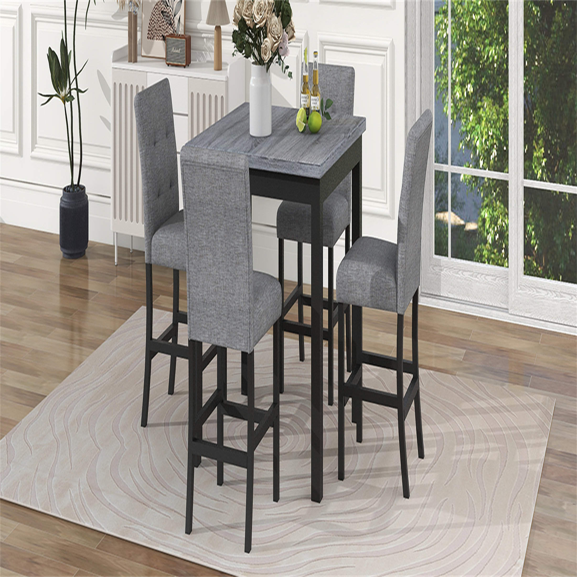 Latitude Run® 5-Piece Counter Height Dining Set Wood Square Dining Room ...