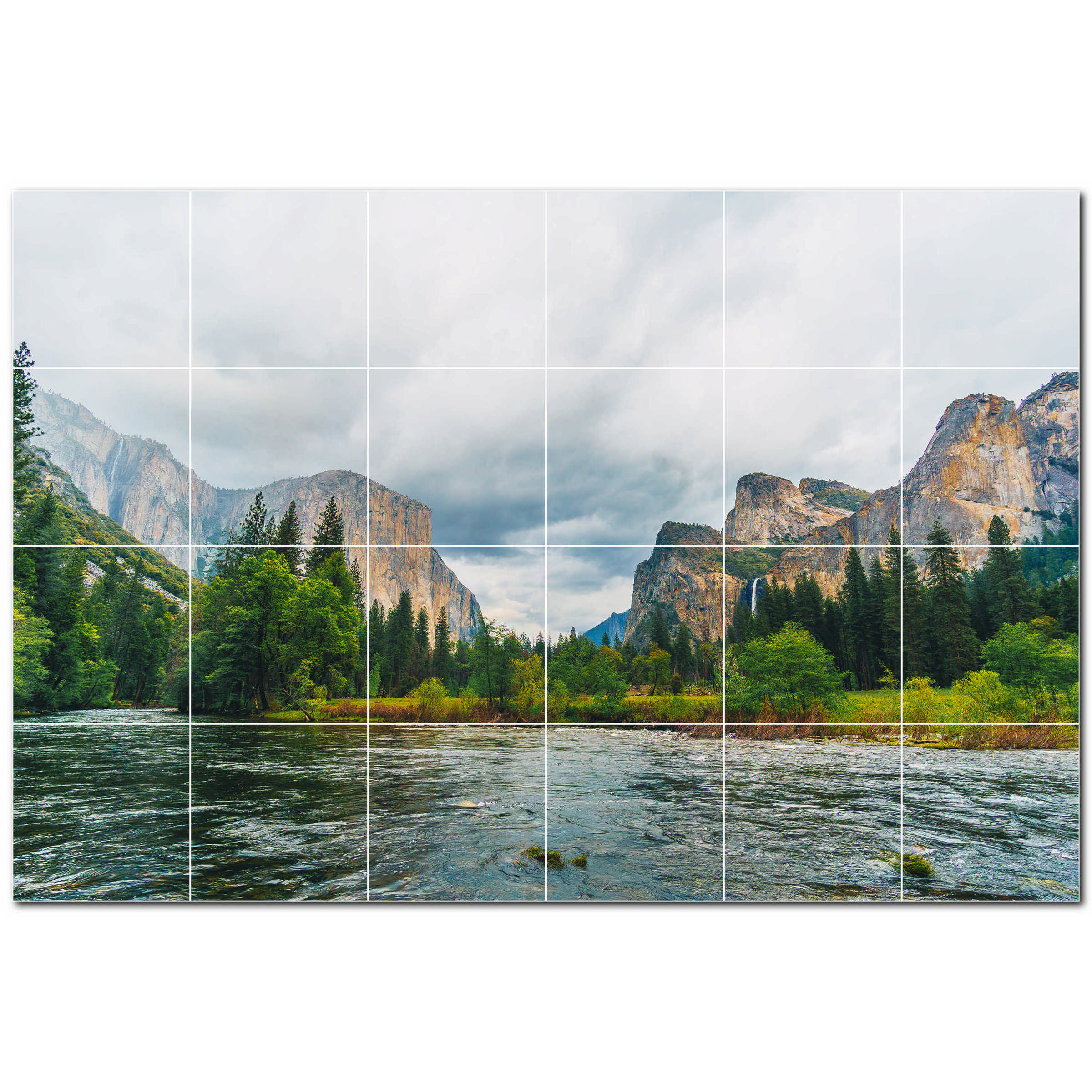 Picture-Tiles.com 48" x 32" Ceramic River Photo Decorative Mural Tile ...