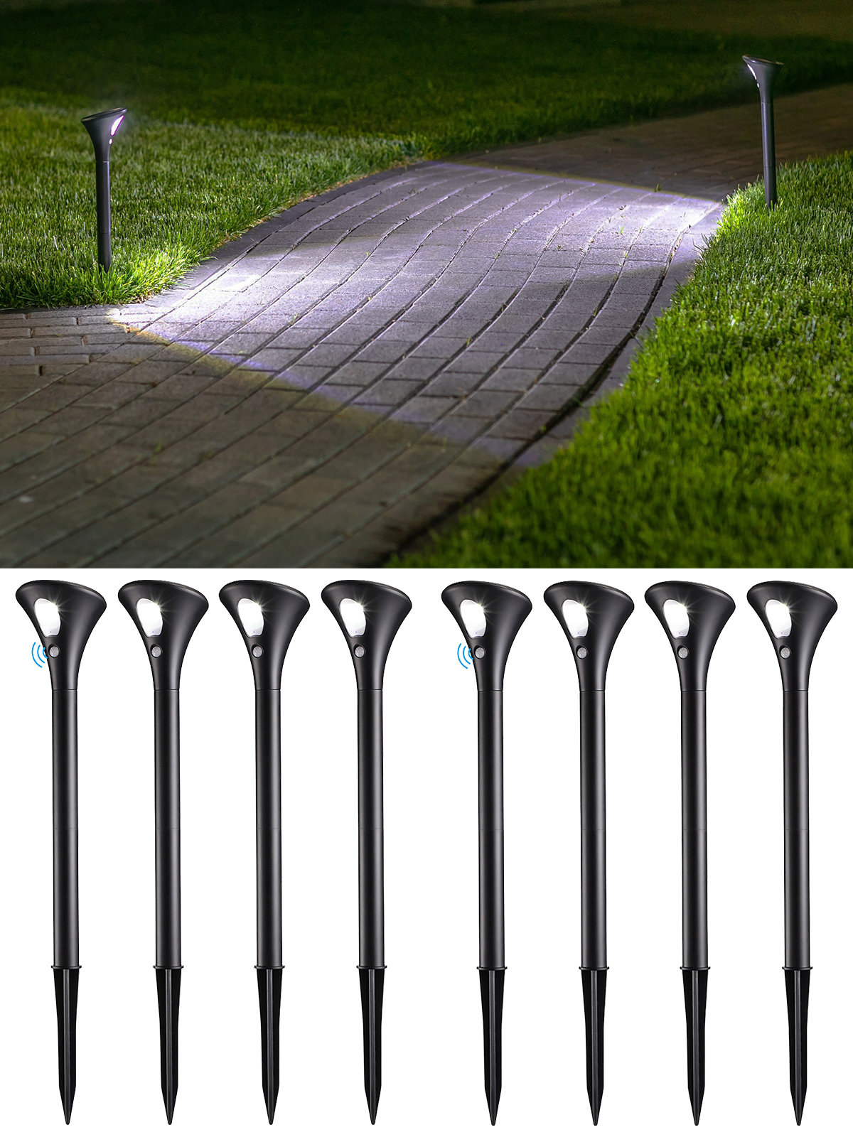 TORCHSTAR Led Solar Pathway Landscape Light, Motion Sensor, 6500k Pure ...