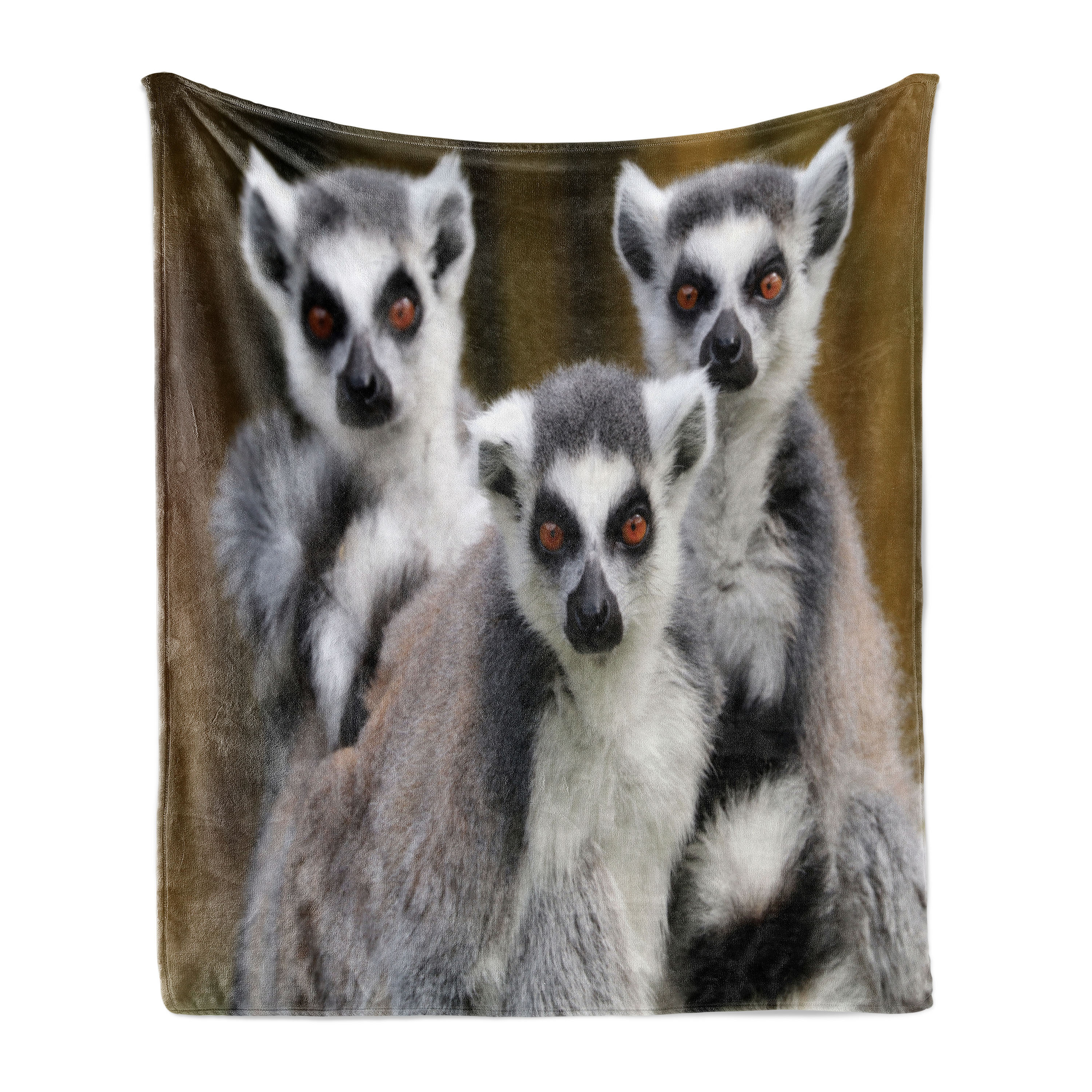 Ambesonne Lemur Fleece Throw Blanket Ring Tailed Monkey Animals Fawn ...