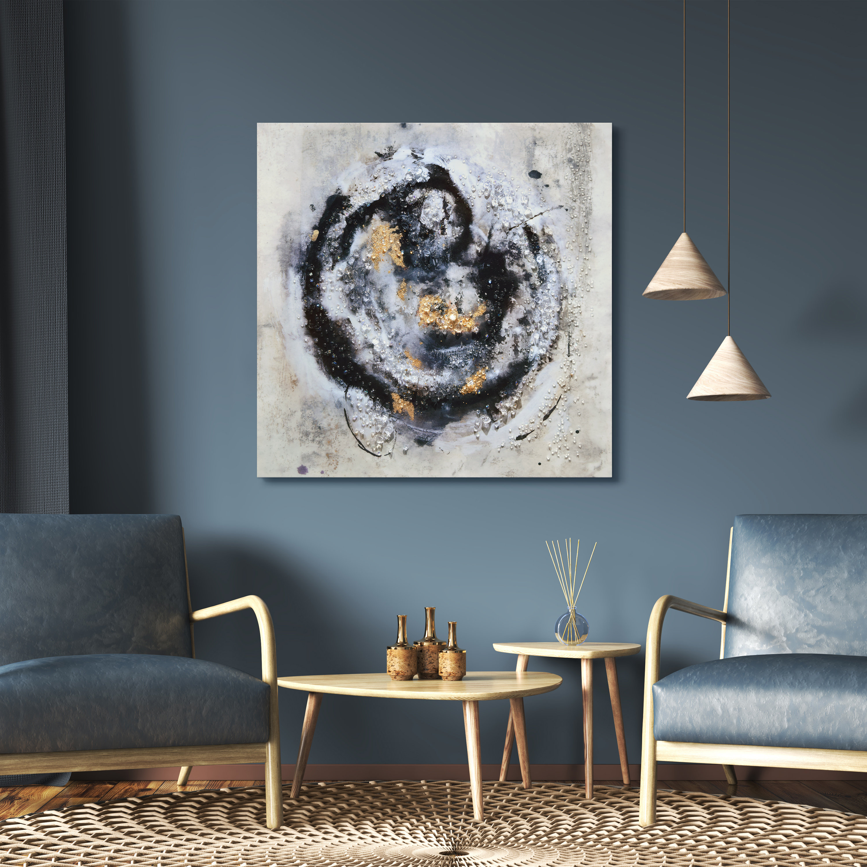 Everly Quinn "Cosmic Swirl I" Abstract Canvas Wall Art with Heavy ...