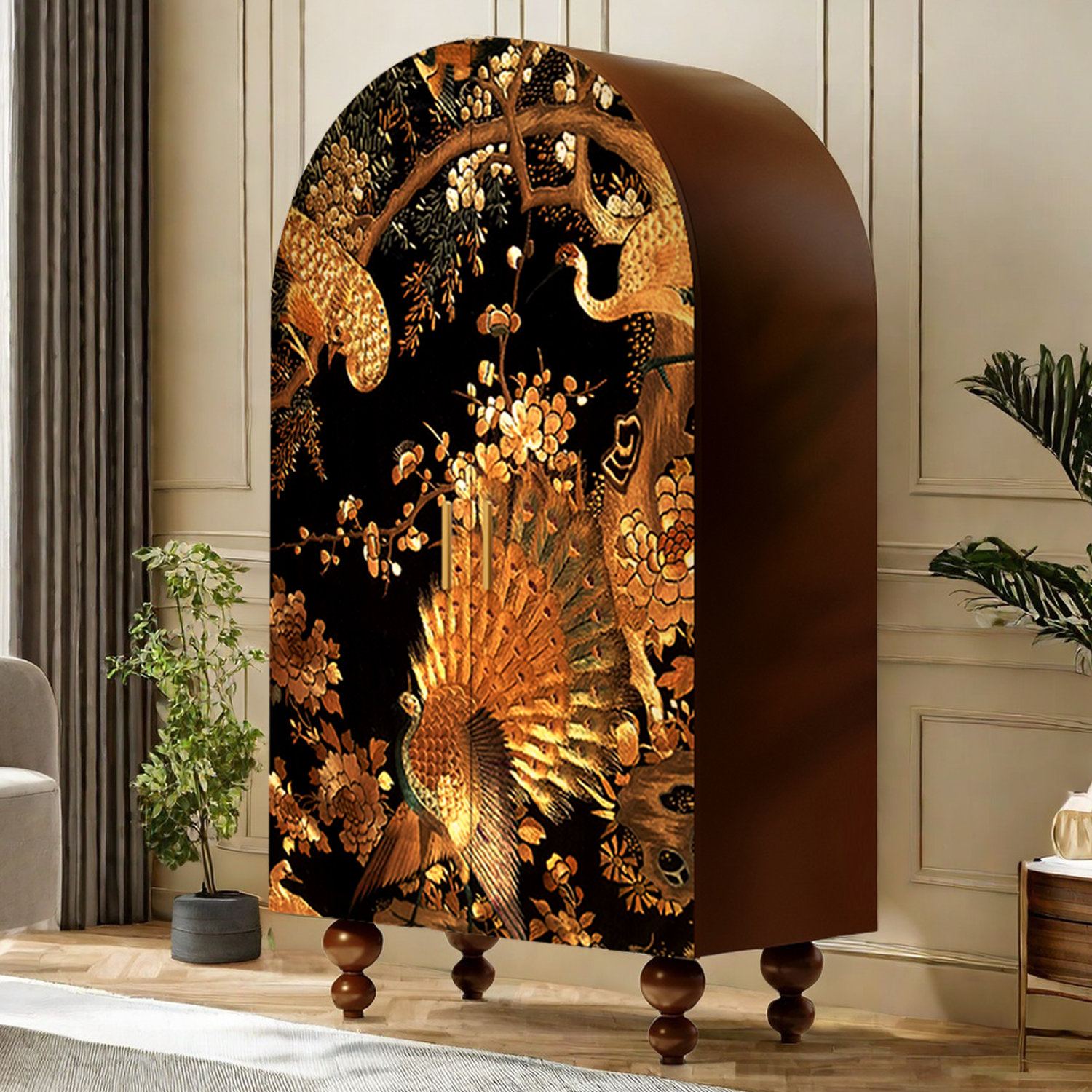 Ruthber Solutions Vintage Arched Wardrobe With Clothing Rod &Shelves ...