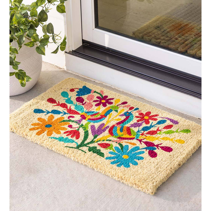 Bungalow Rose Lunarae Otomi Mexican Peacock 30 in. x 18 in. Non-Slip ...