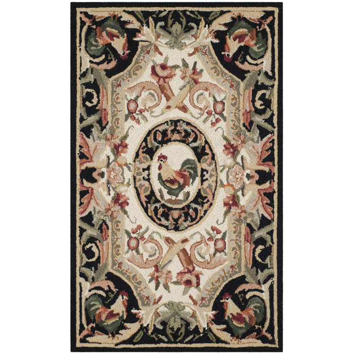 August Grove® Kinchen Hand Hooked Wool Floral Rug & Reviews | Wayfair