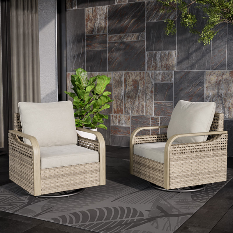 EAGLE PEAK Swivel Wicker Rattan Outdoor Rocking Chairs Set (Set of 2 ...