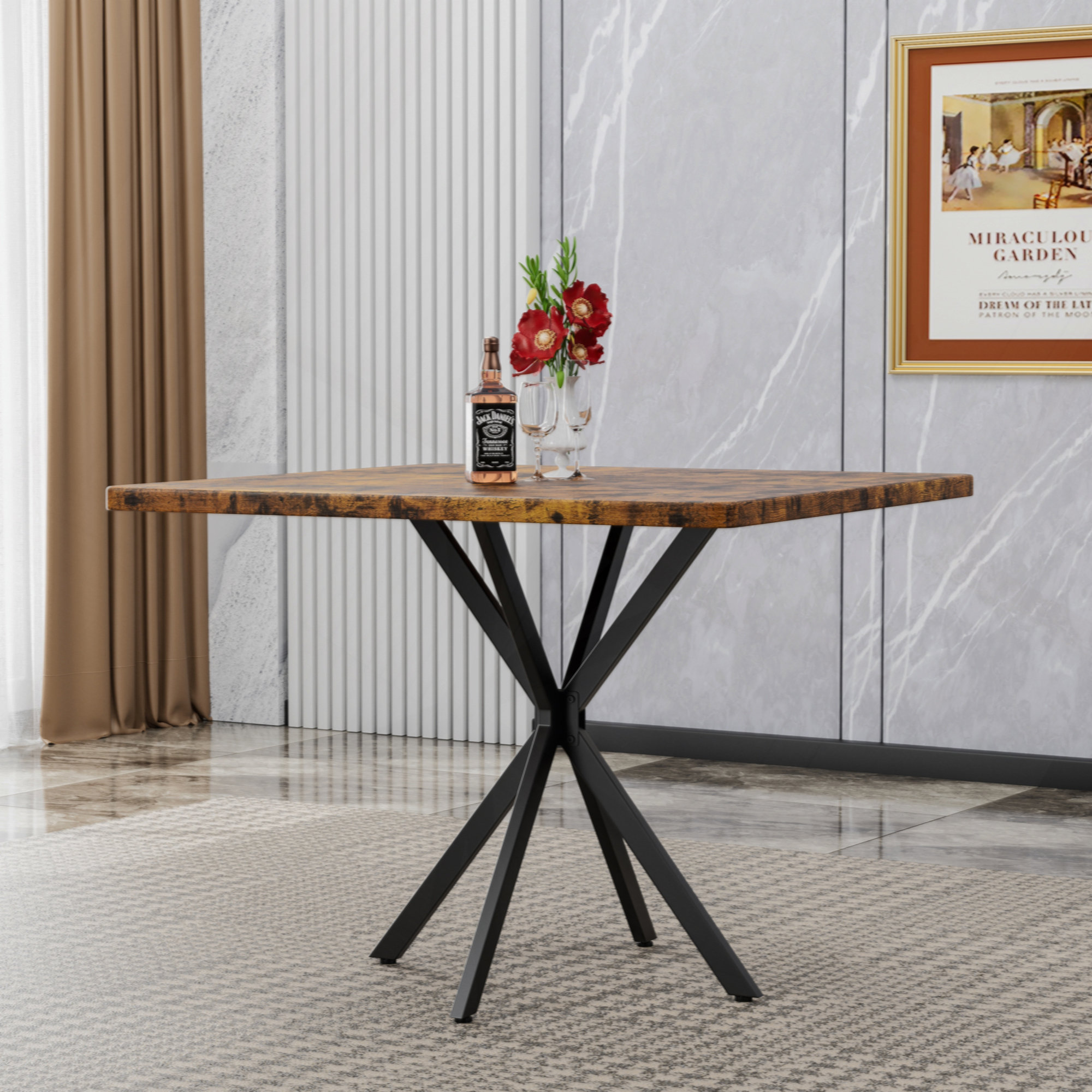 17 Stories Square Dining Table, Mid Century Modern Square Dining Table ...