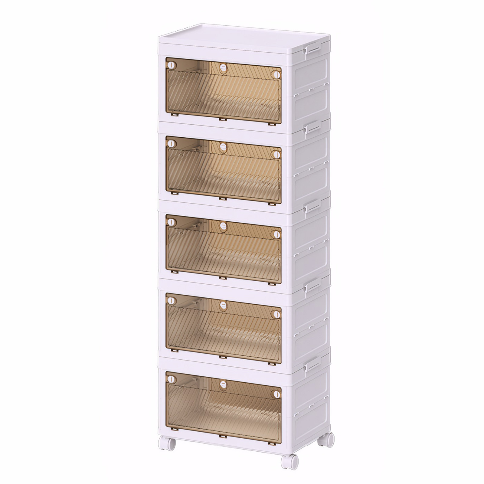 Rebrilliant 5 Tier Stackable Storage Bins Containers With Wheels For ...