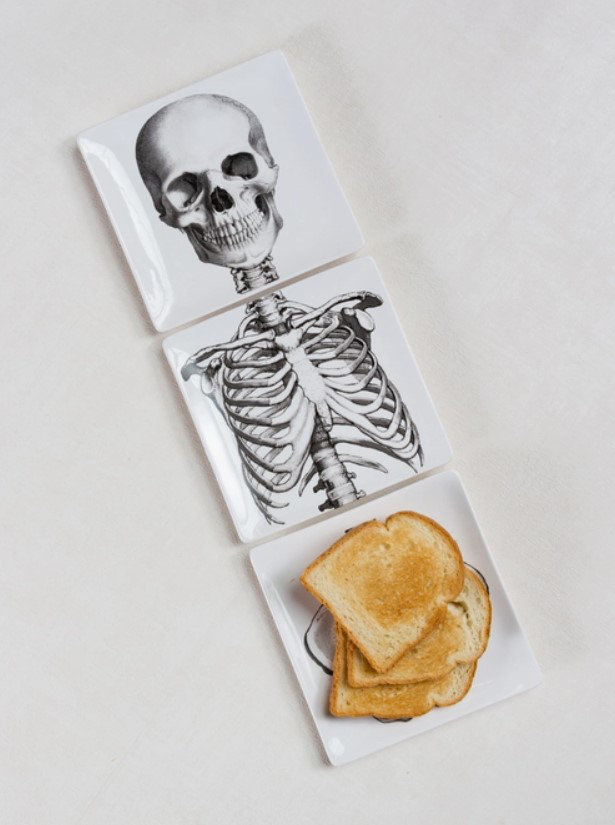 Trinx Jarvus Skeleton Bones Ceramic Decorative Plate - Set of 3 ...