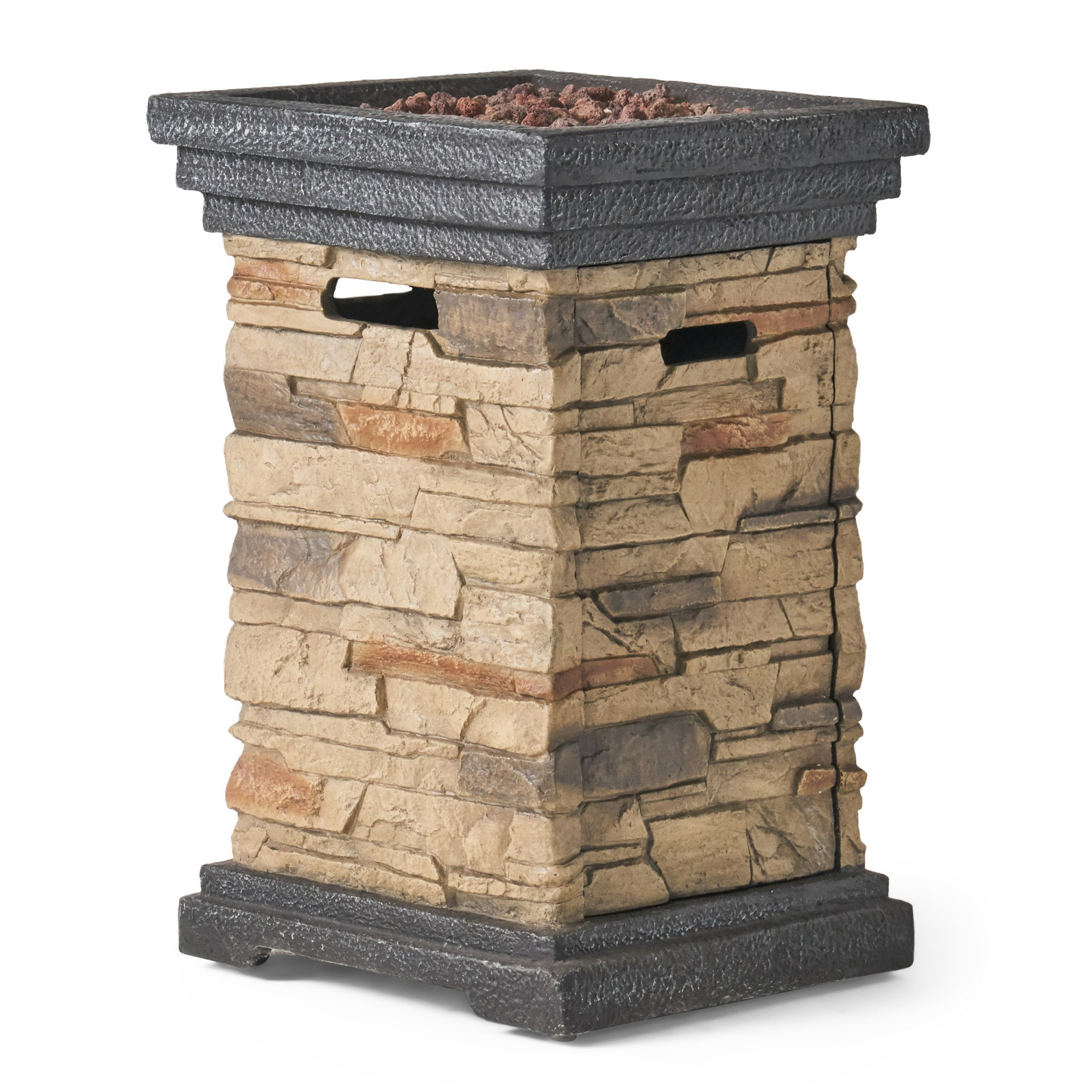 Latitude Run® 19.50'' Stone MGO Fire Column - 40 000 btu | Wayfair