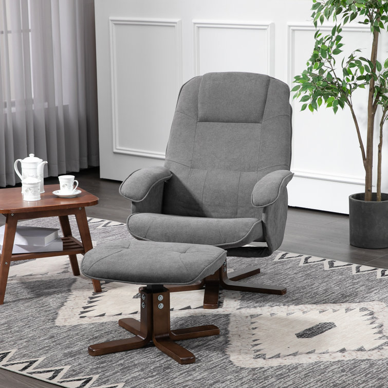 Metro Lane Braylie Upholstered Recliner with Footstool | Wayfair.co.uk