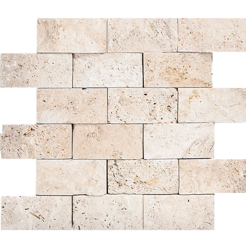 Parvatile Split Face 0.63" x 12" Travertine Brick Joint Mosaic Wall ...