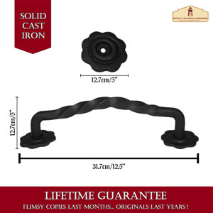 Mystic Colonial Hardware Black Cast Iron Pull Handles 12 inch Cabinet ...