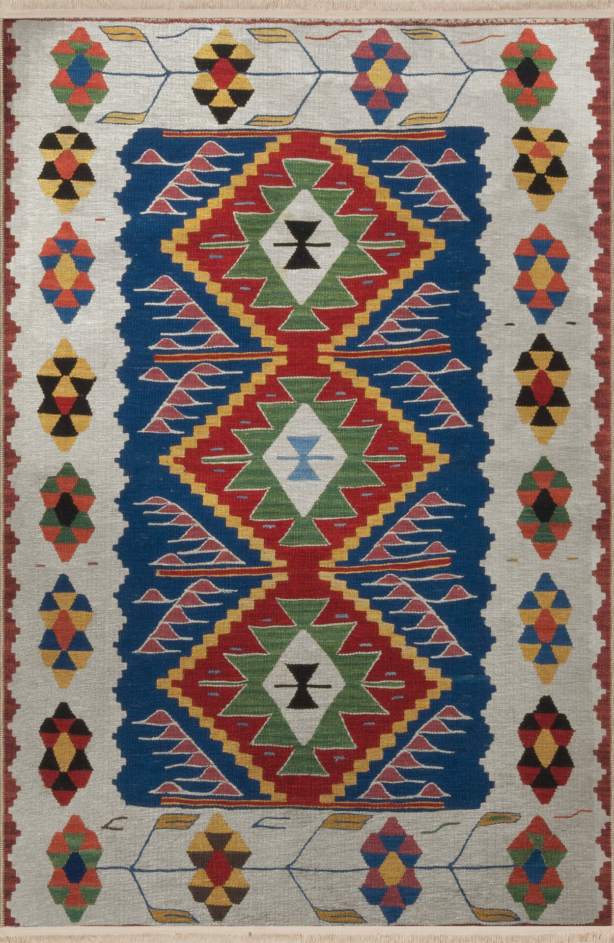 Bloomsbury Market Blue-Beige Themed Multi-Colored Traditional Motif ...