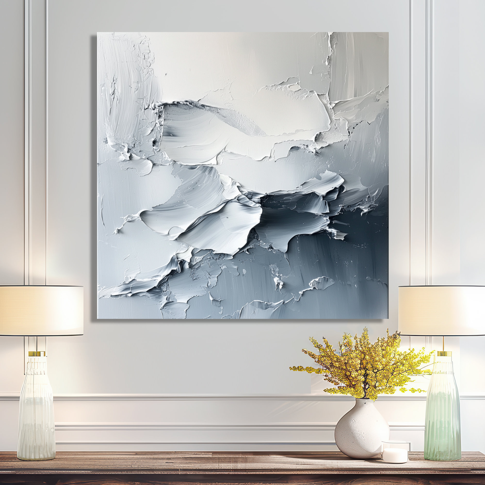 Ivy Bronx Modern Marble Drift Of Monochrome Ink I - Modern Marble Metal ...