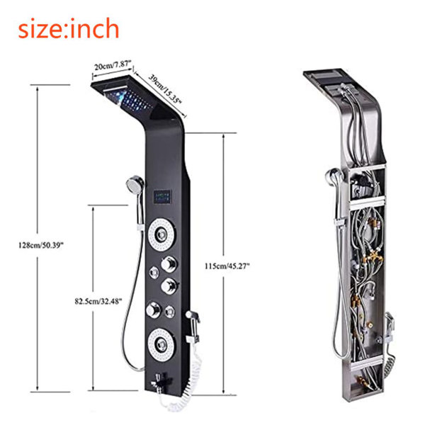 Augusts Shower panel tower system, 7 function shower wall panel, LED ...