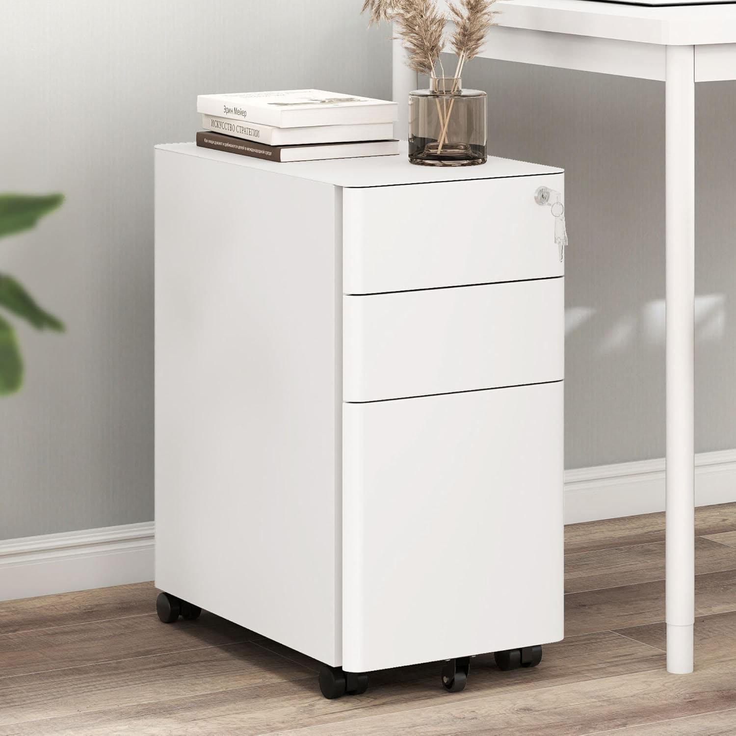 Inbox Zero Drawer File Cabinet, Lockable Mobile Filing Cabinet For A4 ...