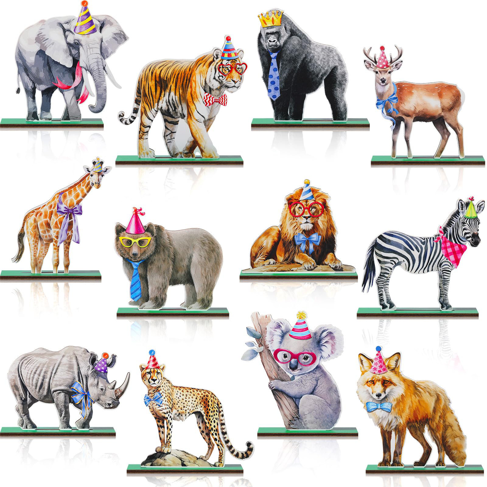 Trinx Wooden Wild One Table Signs Jungle Animal Centerpiece | Wayfair