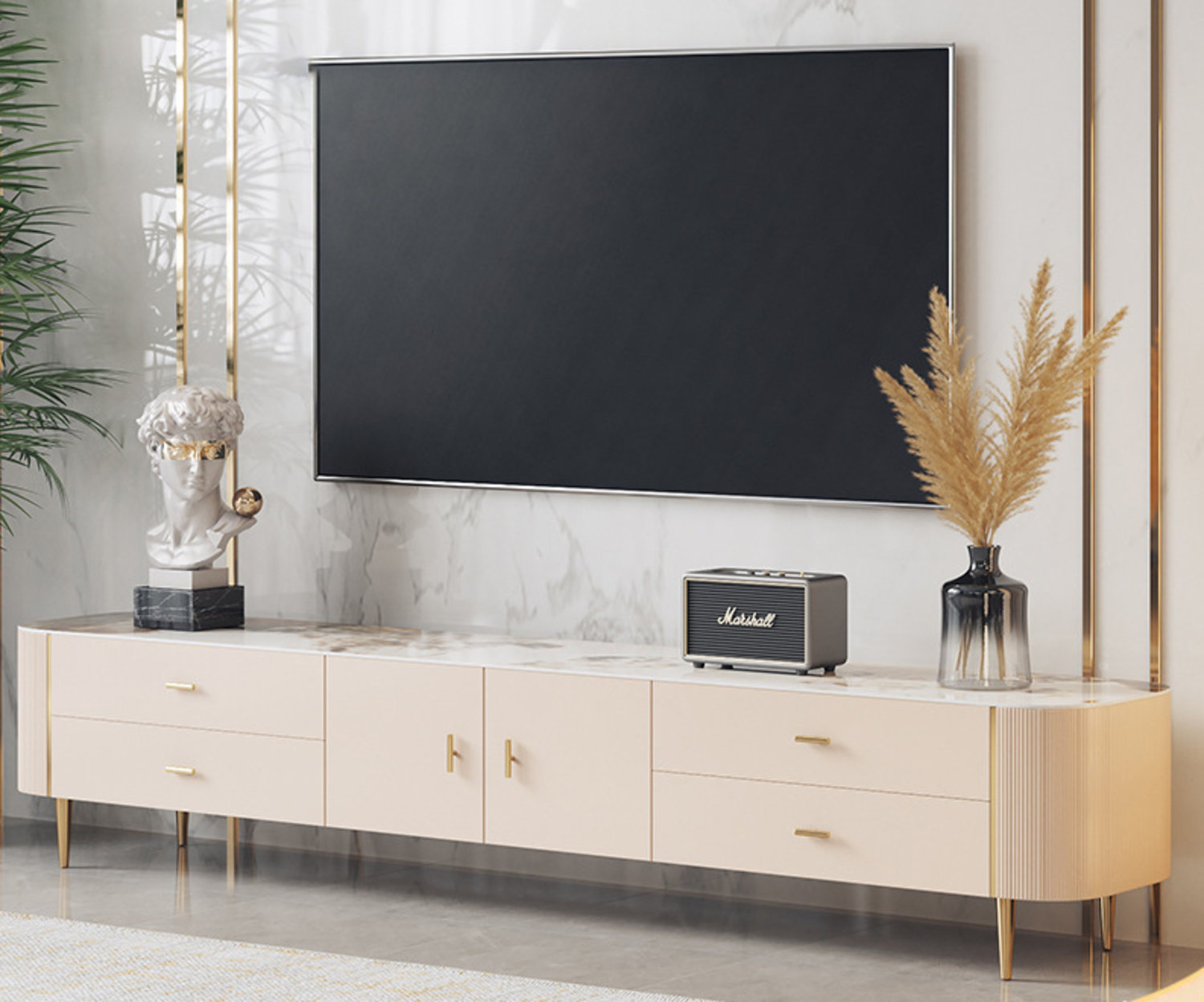 Mercer41 Rock Slab Tv Cabinet Coffee Table Modern Simple Nordic Light ...