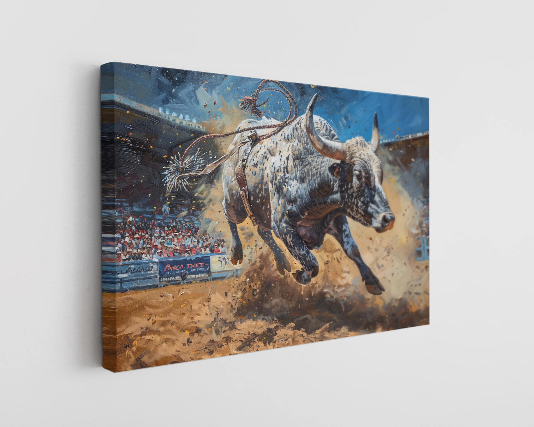 August Grove® Oil Painting of a Bucking Bull in Rodeo Canvas Print ...