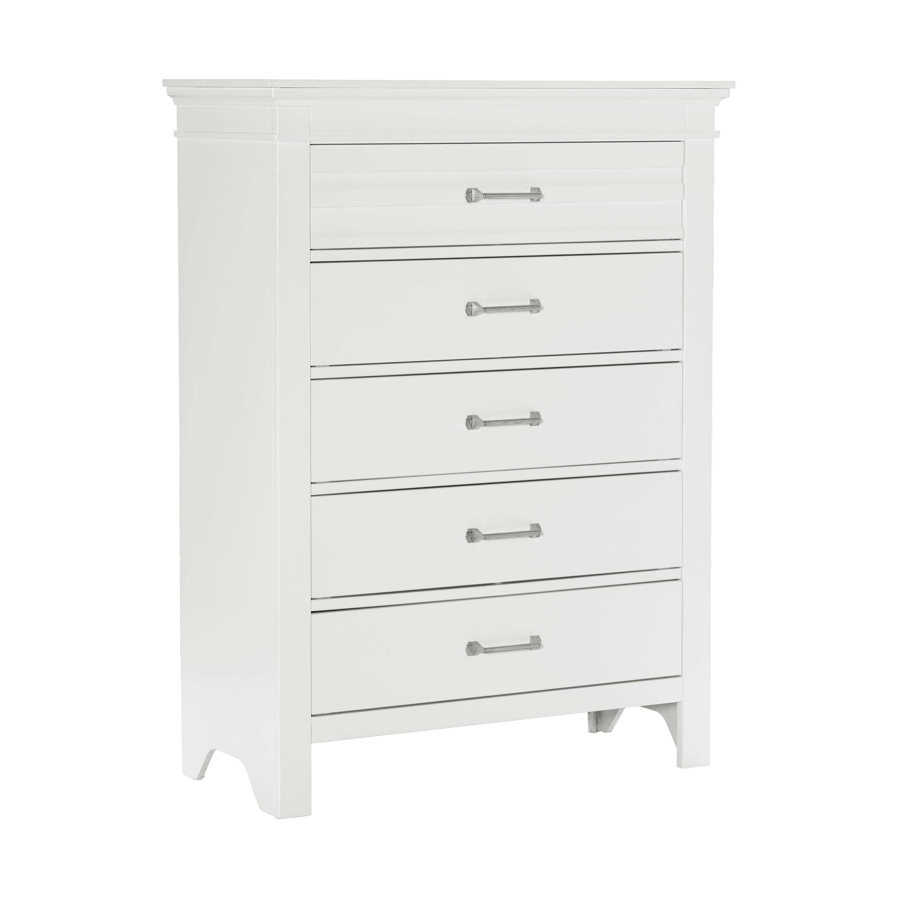 Lark Manor™ 5 Drawers White Finish Chest Transitional Style Wooden ...