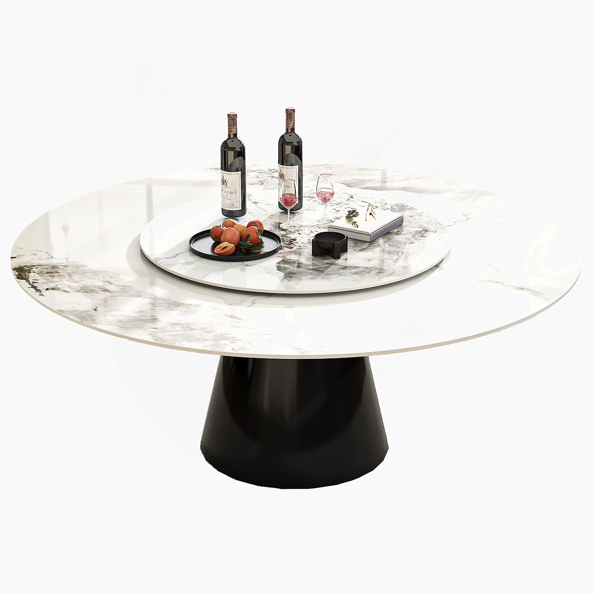 Hokku Designs 59" Marble Round Dining Table, Sintered Stone Round ...