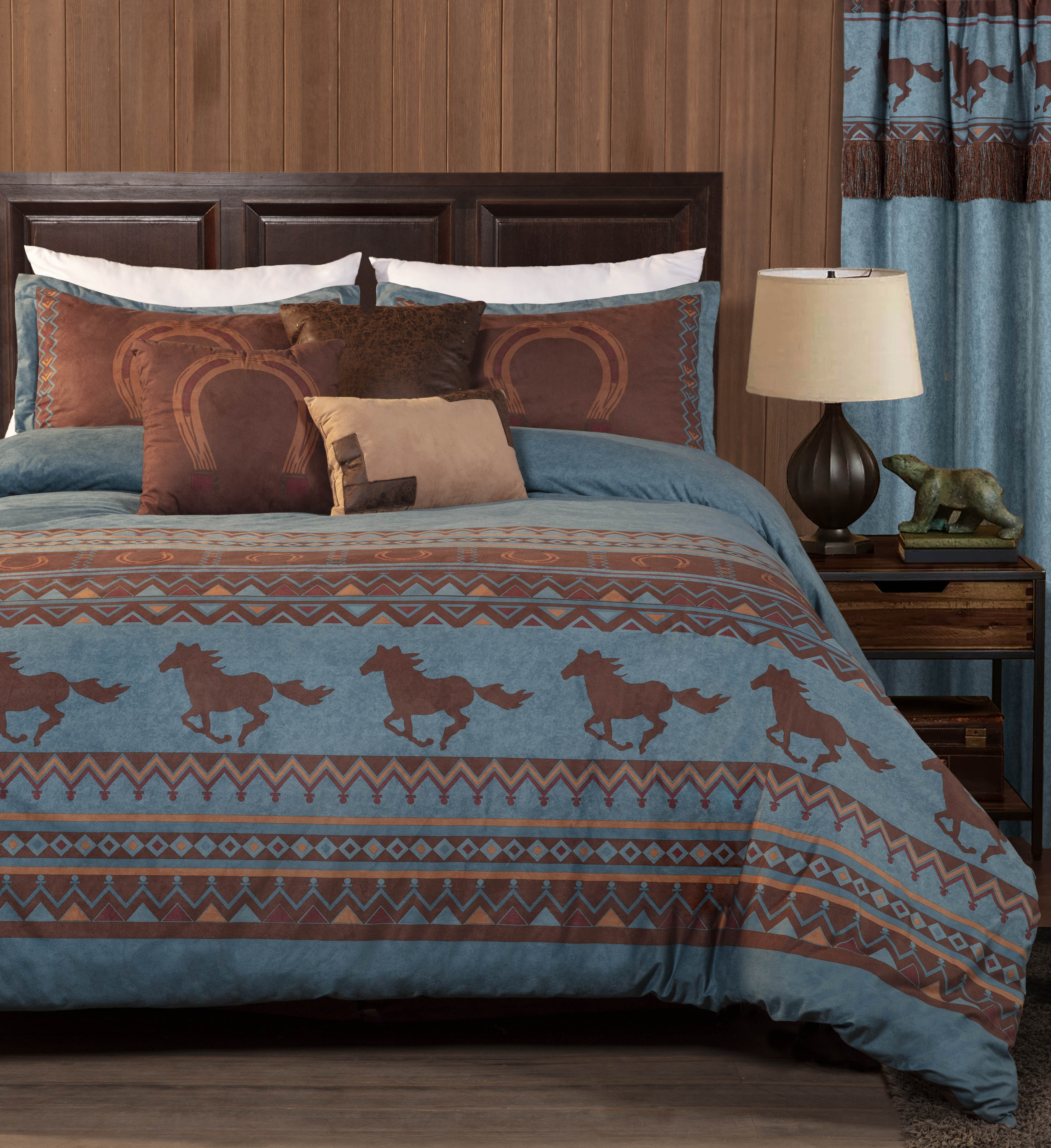 Chezmoi Collection Sedona 7-Piece Southwestern Wild Horses Microsuede ...