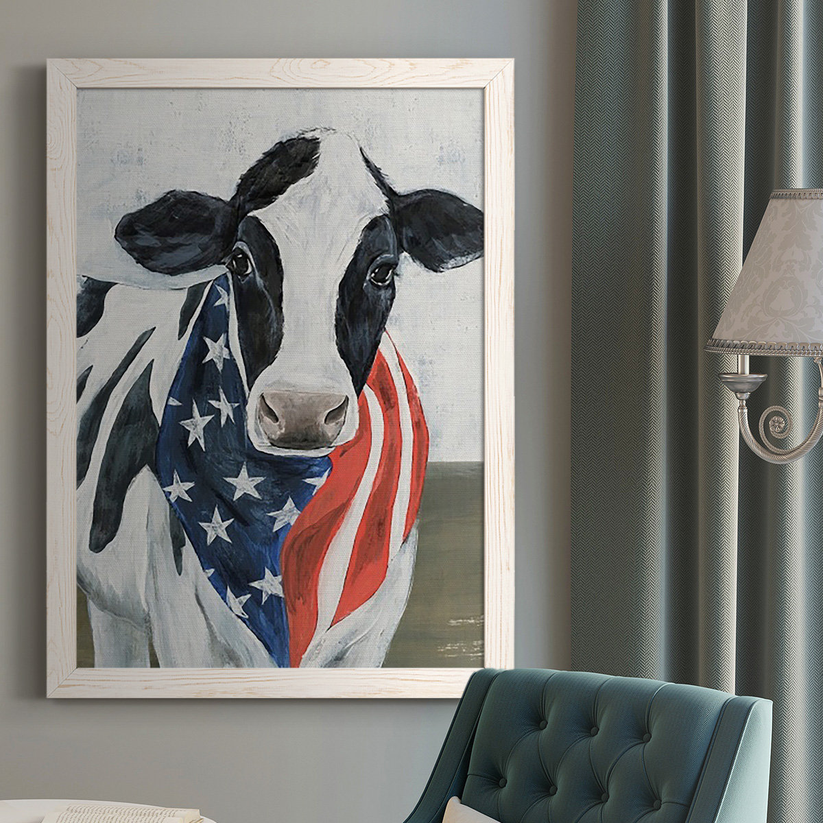 August Grove® American Cow II-Premium Framed Canvas - Ready To Hang ...