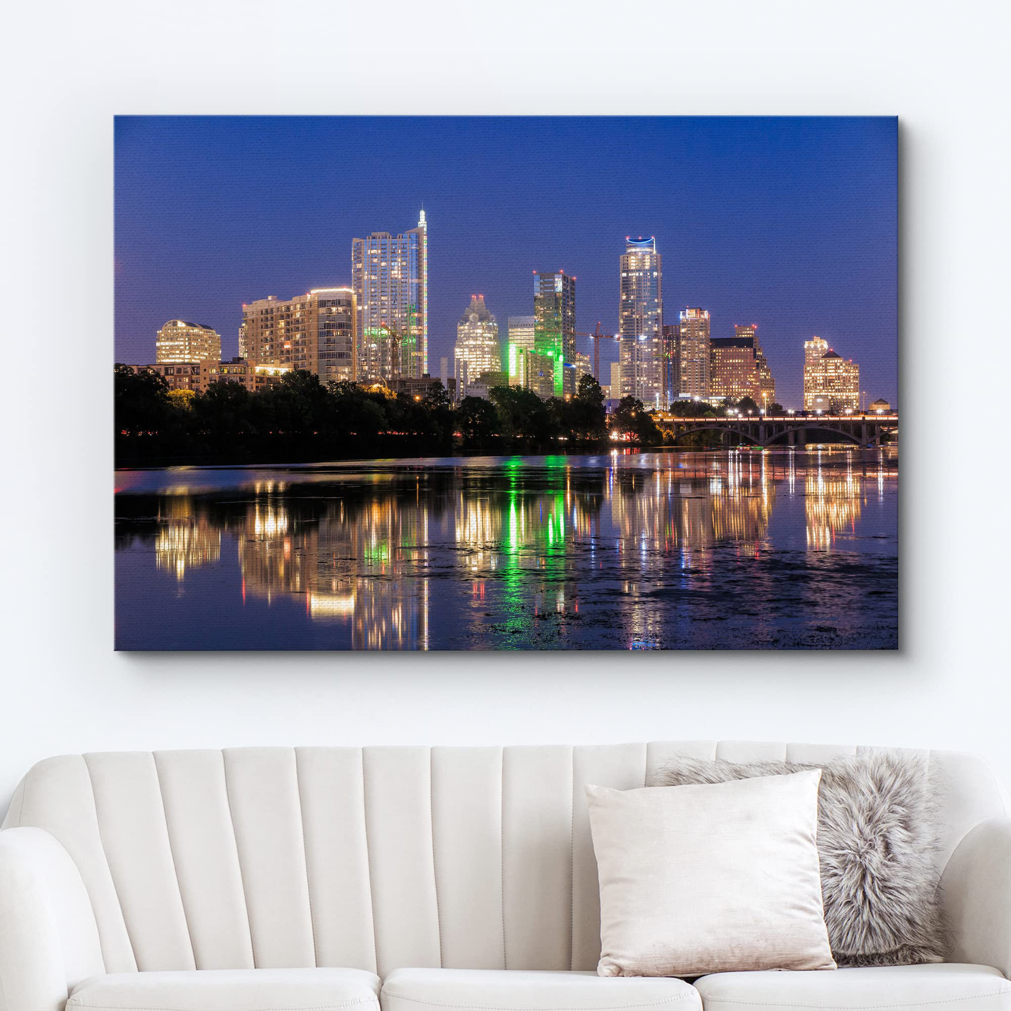 IDEA4WALL Austin Texas Night Skyline Reflection Architecture & Maps ...