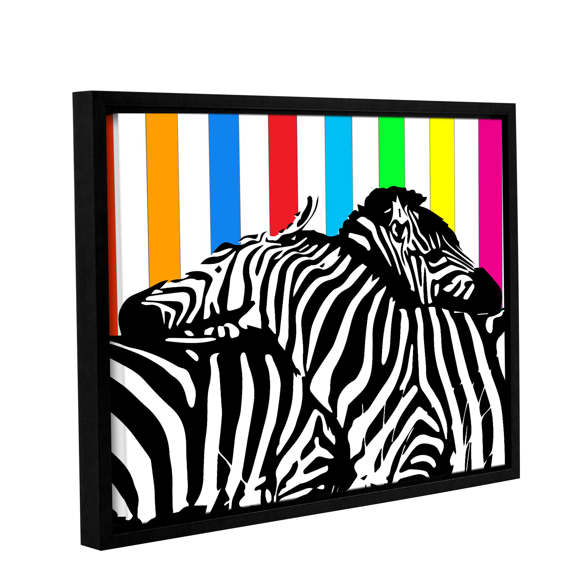 Ebern Designs Zebra Pop Framed Graphic Art on Wrapped Canvas - Wayfair ...