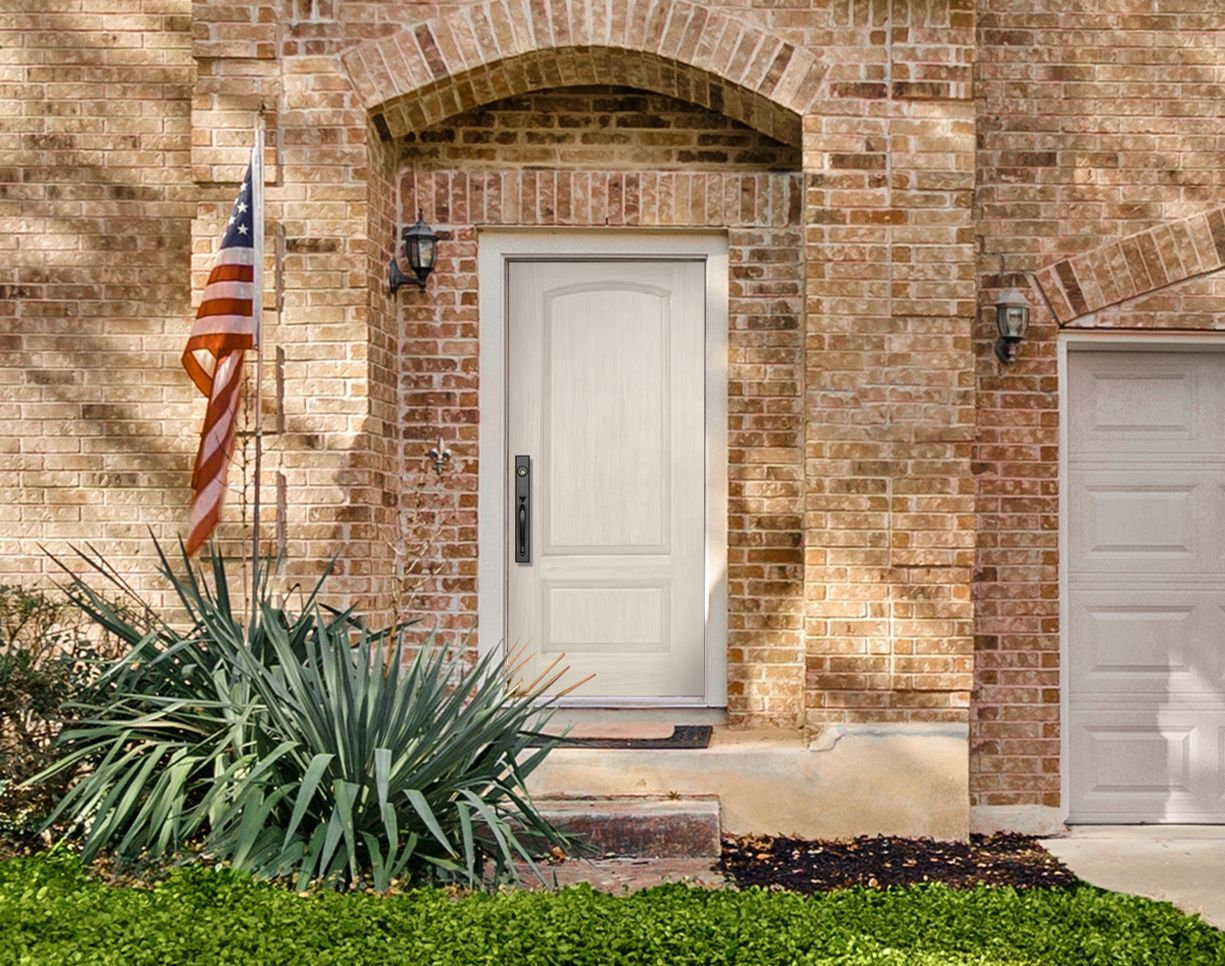 Knockety 35.75'' x 79.25'' Paneled Fiberglass Front Entry Doors | Wayfair