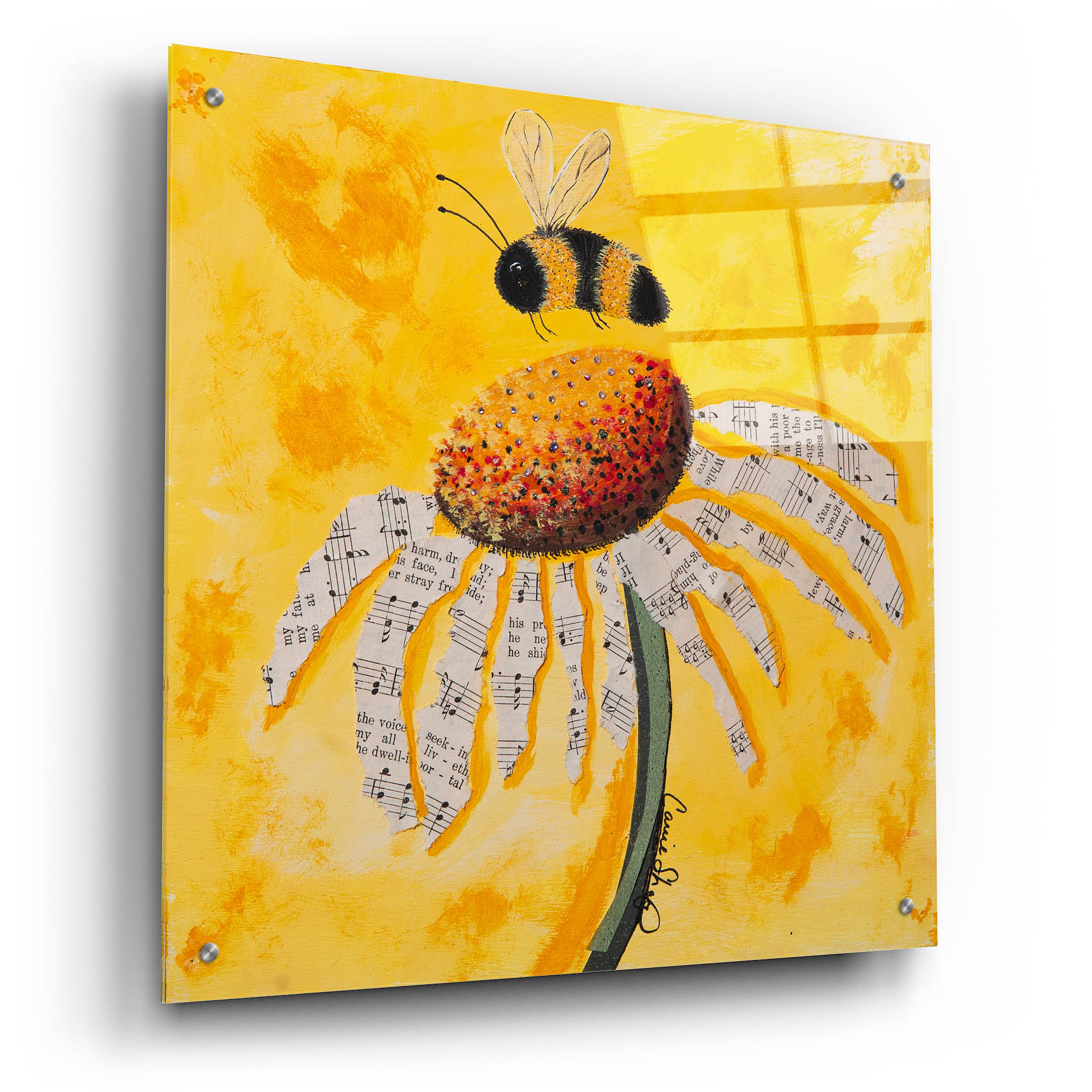 August Grove® 'Buzzing Sweet Notes' by Carrie Sharp Acrylic Glass Wall ...