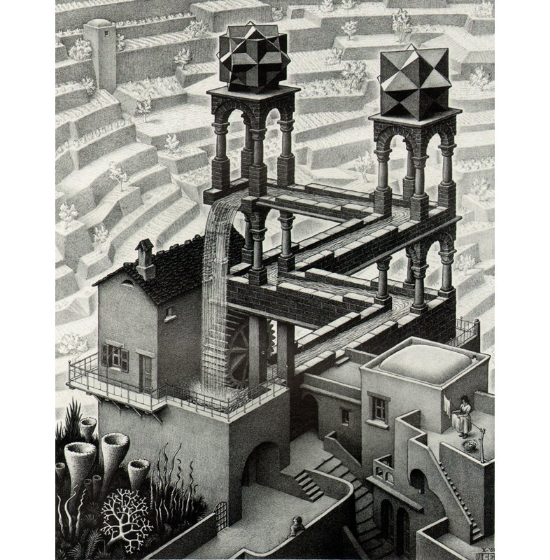 Lark Manor™ The Waterfall by M.C.Escher Gallery Wrapped Canvas | Wayfair