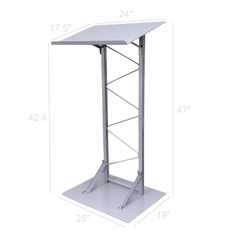 FixtureDisplays 25" Single Truss Podium for Floor, Steel - Silver | Wayfair
