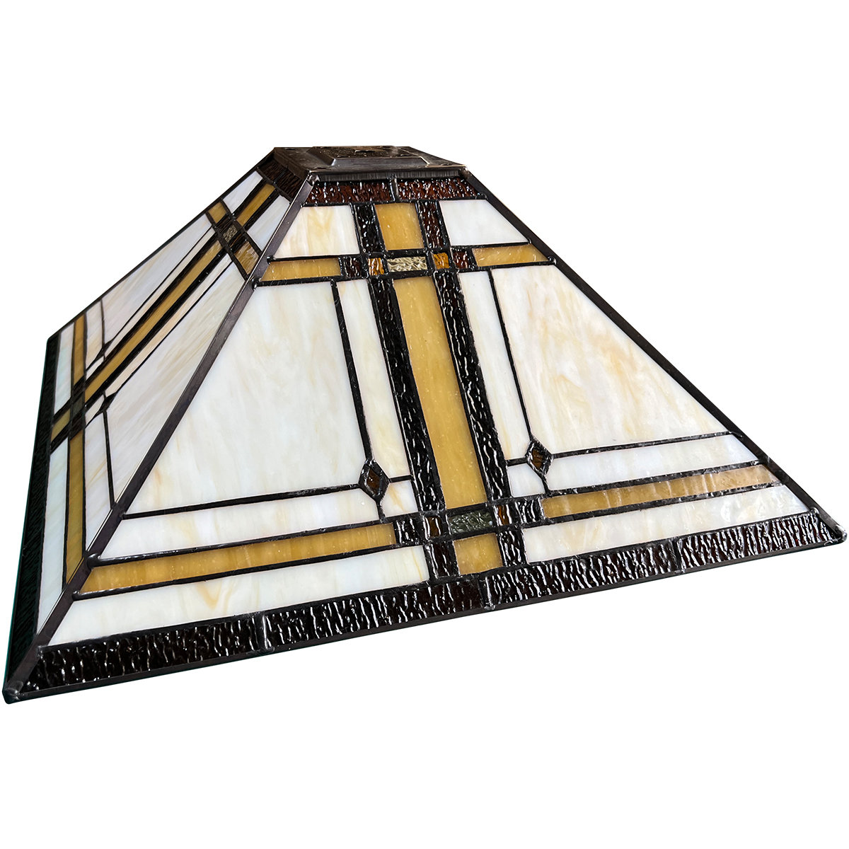 Vinplus Tiffany Stained Glass Wide Mission Cream Style Lamp Shade ...