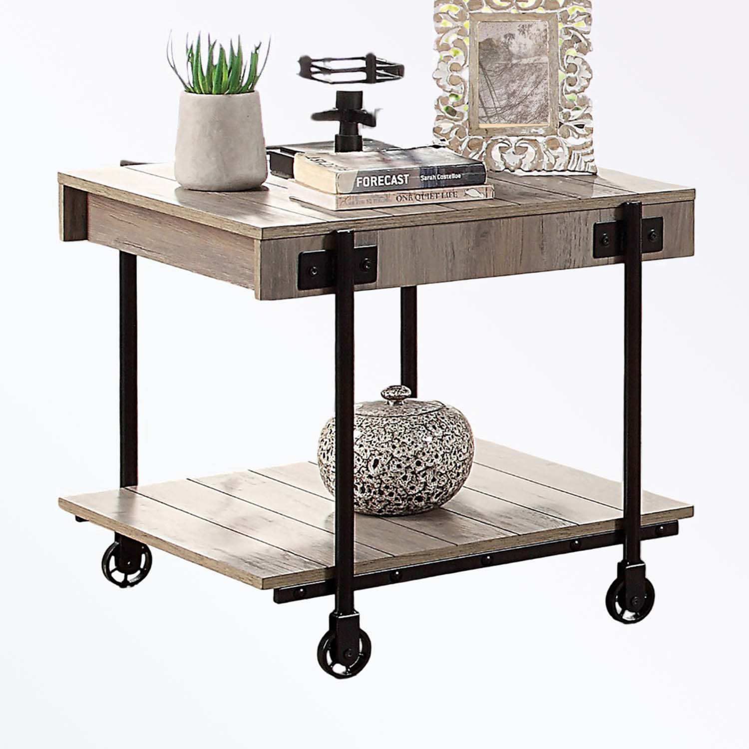 Williston Forge End Table with Wheels and open shelf | Wayfair