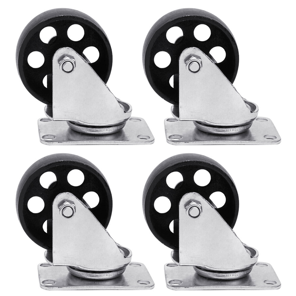 ANMINY Heavy Duty Steel Plate Cast Iron Casters Swivel (Set Of 4) | Wayfair