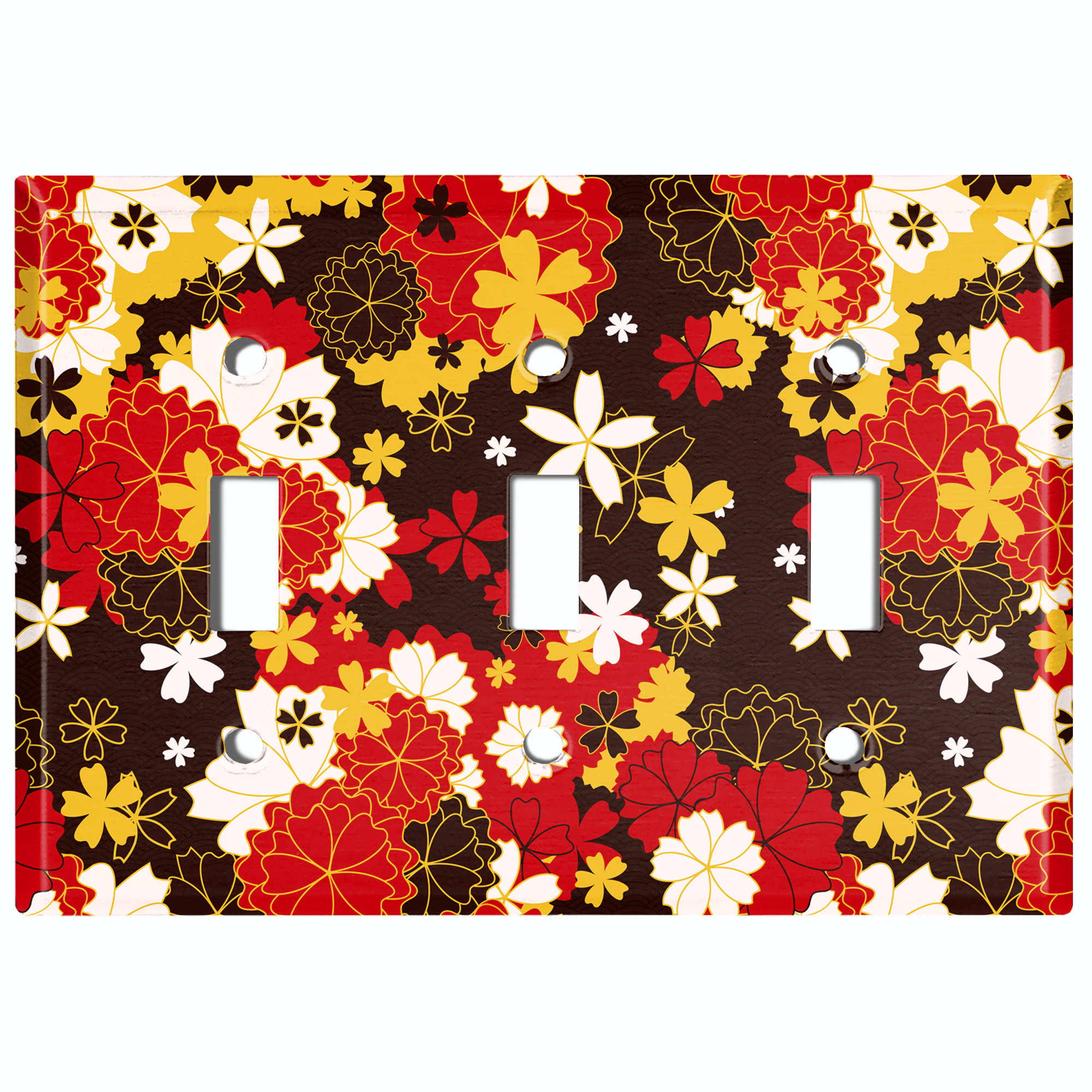 WorldAcc Metal Light Switch Plate Outlet Cover (Japanese Pattern Flower ...
