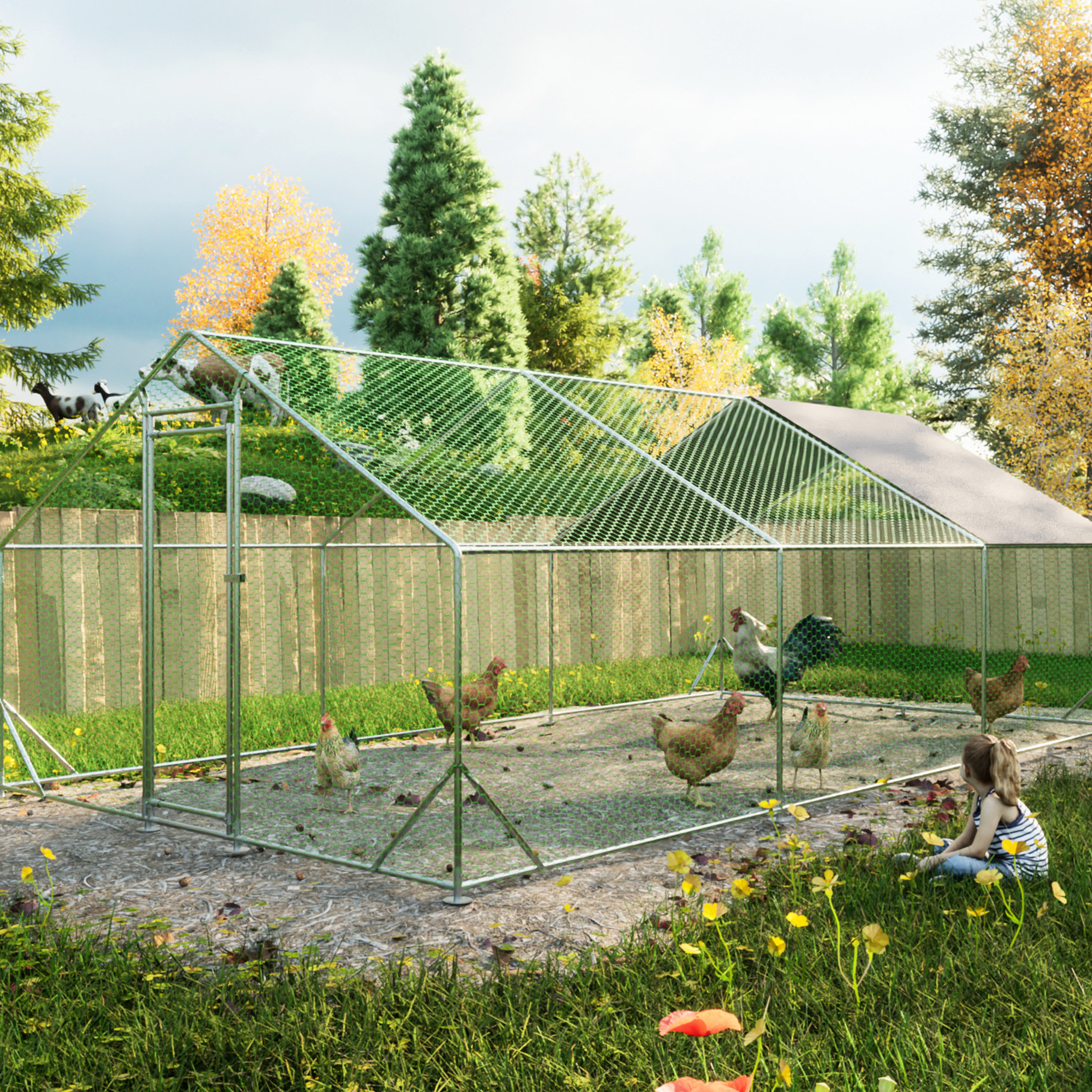 Tucker Murphy Pet™ Walk - In Chicken Coop Galvanized Wire With ...