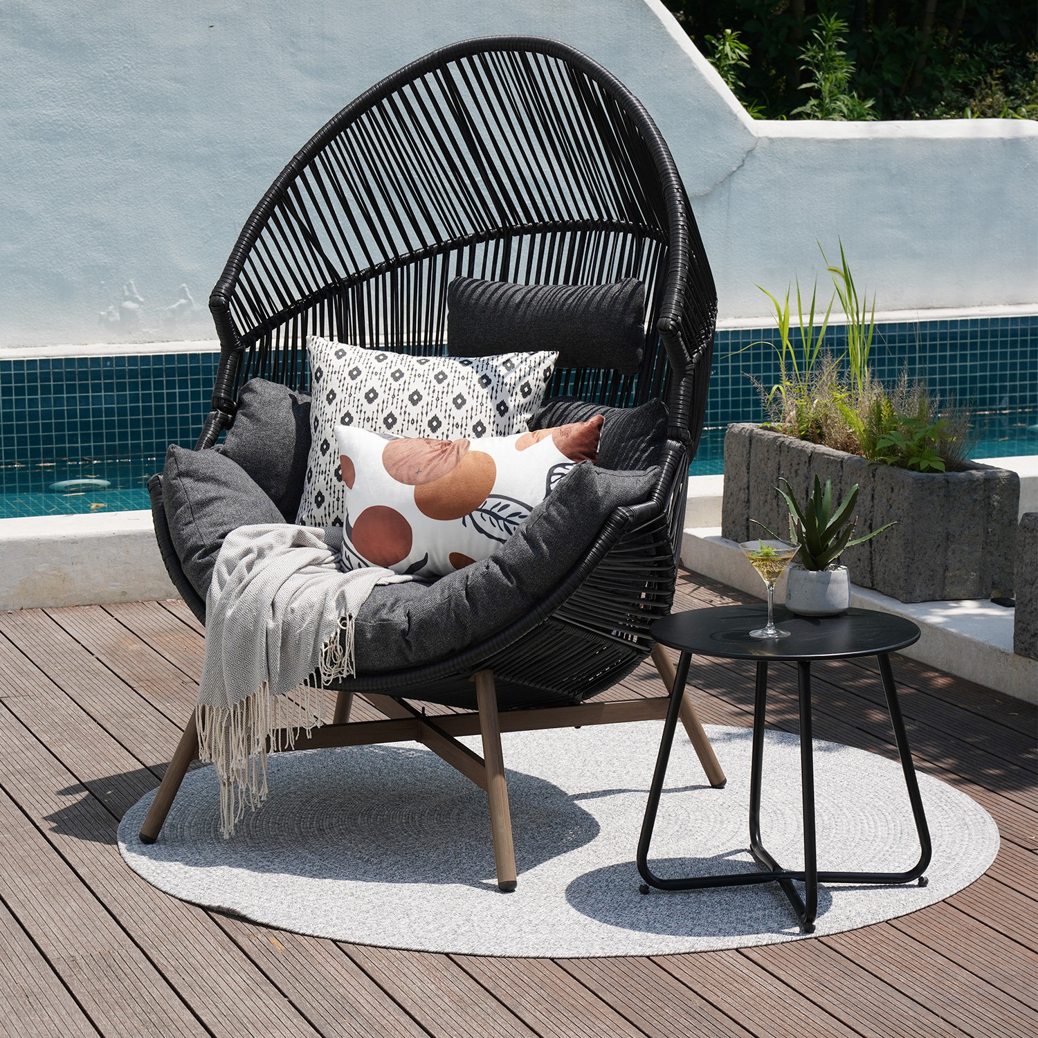 Langley Street® Alpharetta Papasan Comfortable Chair With Cushion ...