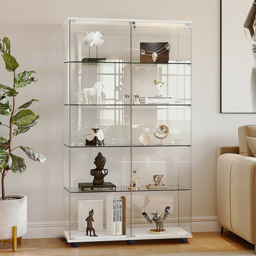 Wrought Studio Glass Display Cabinet with 5 Shelves | Wayfair