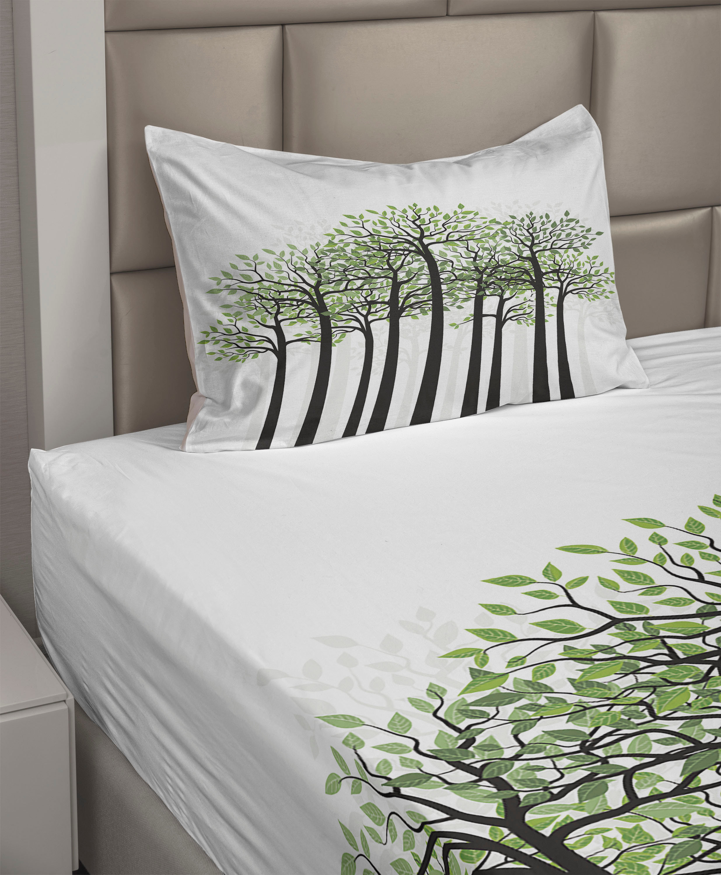 Ambesonne Landscape Sheet SetNature Theme Trees Forest Lime Green and ...