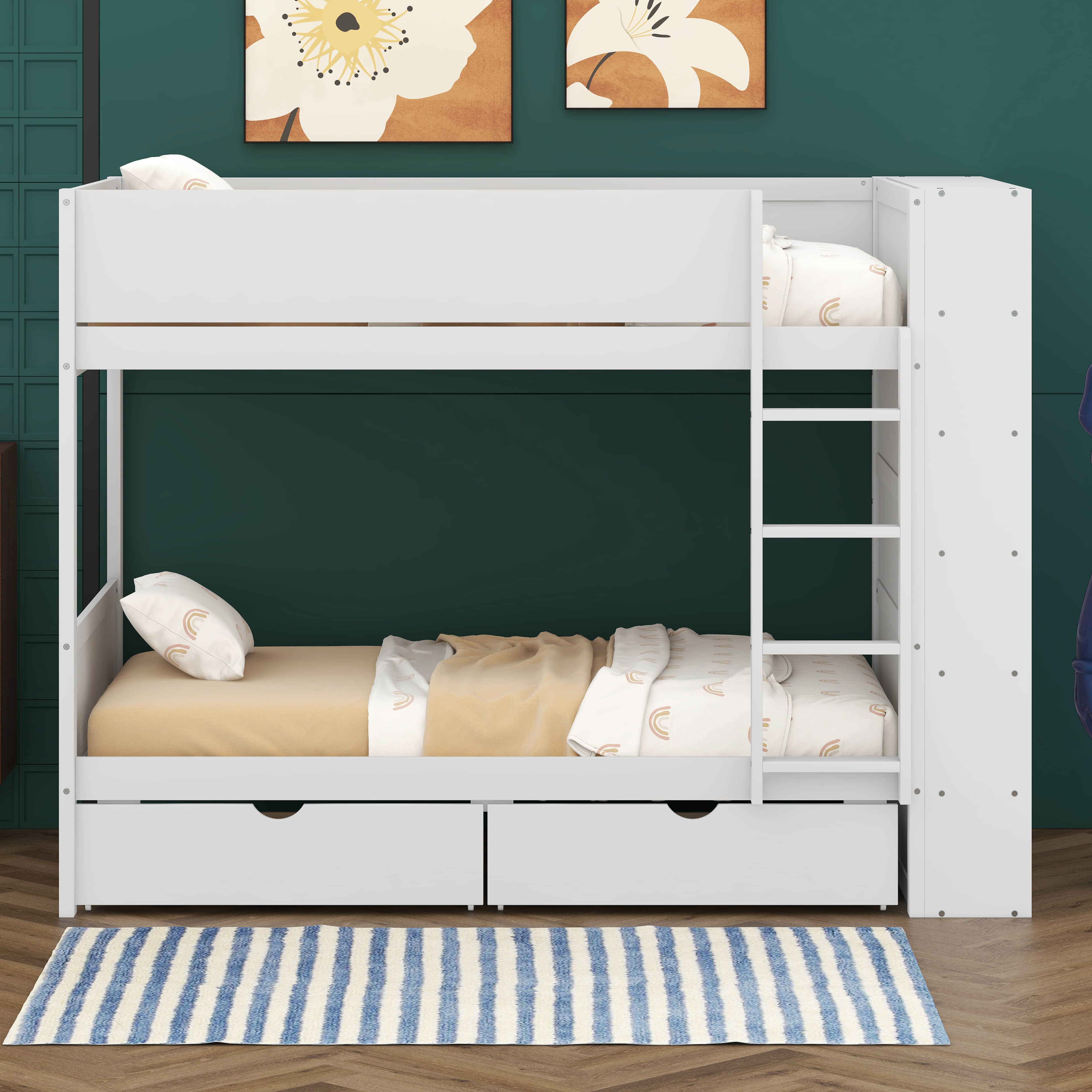 Harriet Bee Jamera Kids Twin Over Twin Bunk Bed with Drawers | Wayfair