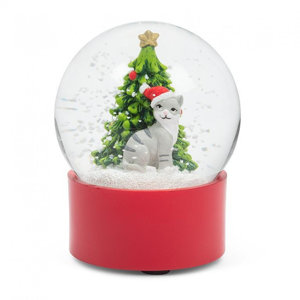 The Holiday Aisle® Christmas Tree & Cat Snow Globe | Wayfair