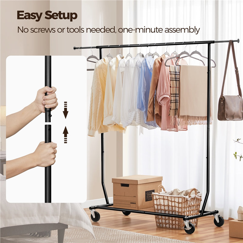 Rebrilliant Dwight Rolling Adjustable Garment Rack & Reviews | Wayfair