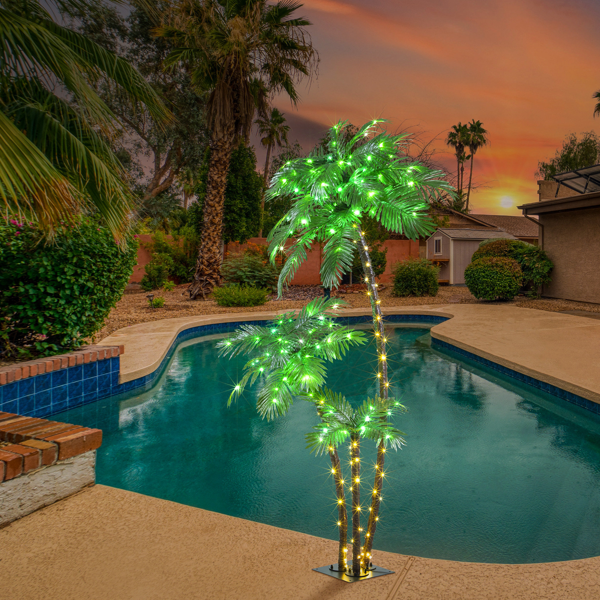 Primrue Faux Palm Tree in Metal Freestanding - Wayfair Canada